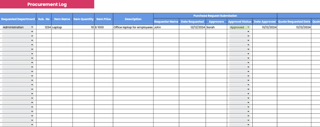 Procurement Log Template: Streamline Your Purchasing Process
