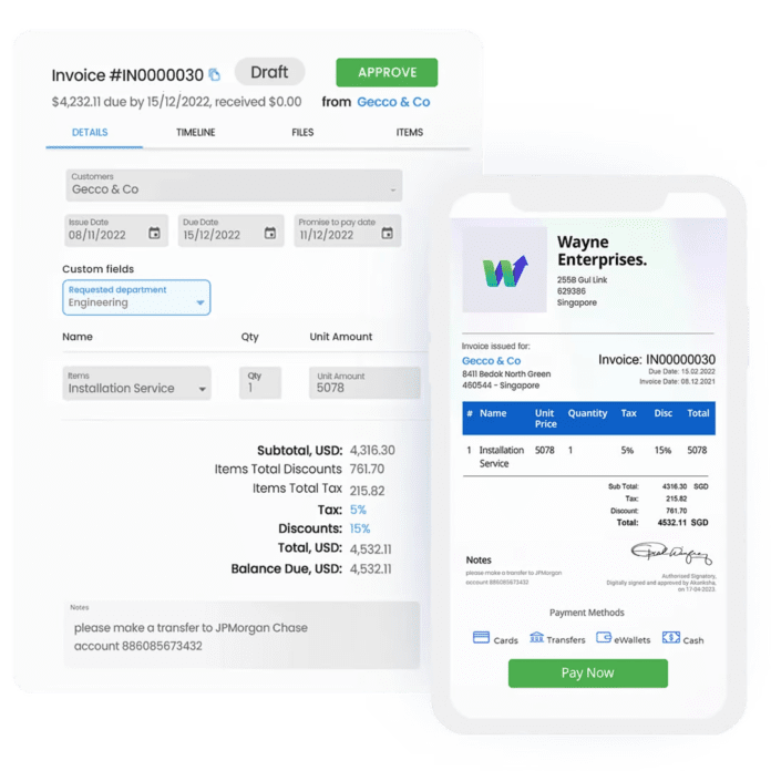 Creating an Invoice for Partial Payments